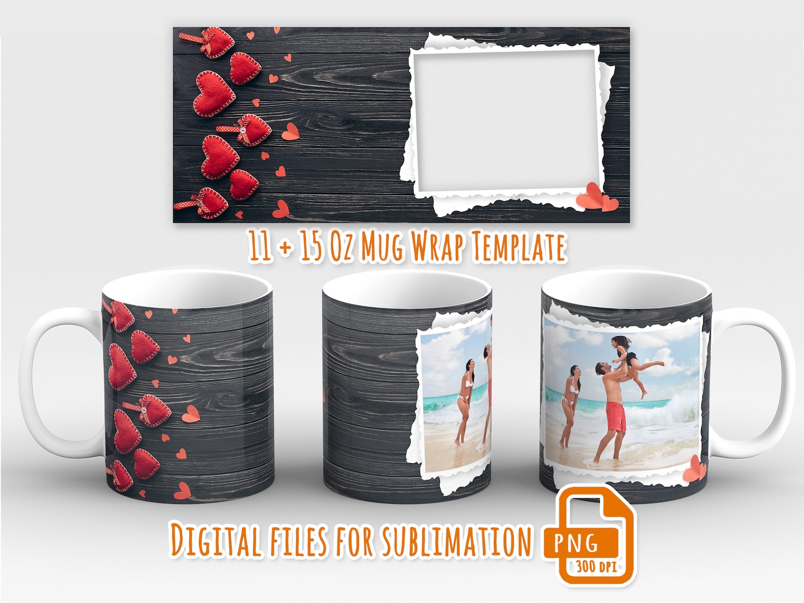 Love Photo Mug, Photo Mug Wrap Png, Picture Mug Template for ...