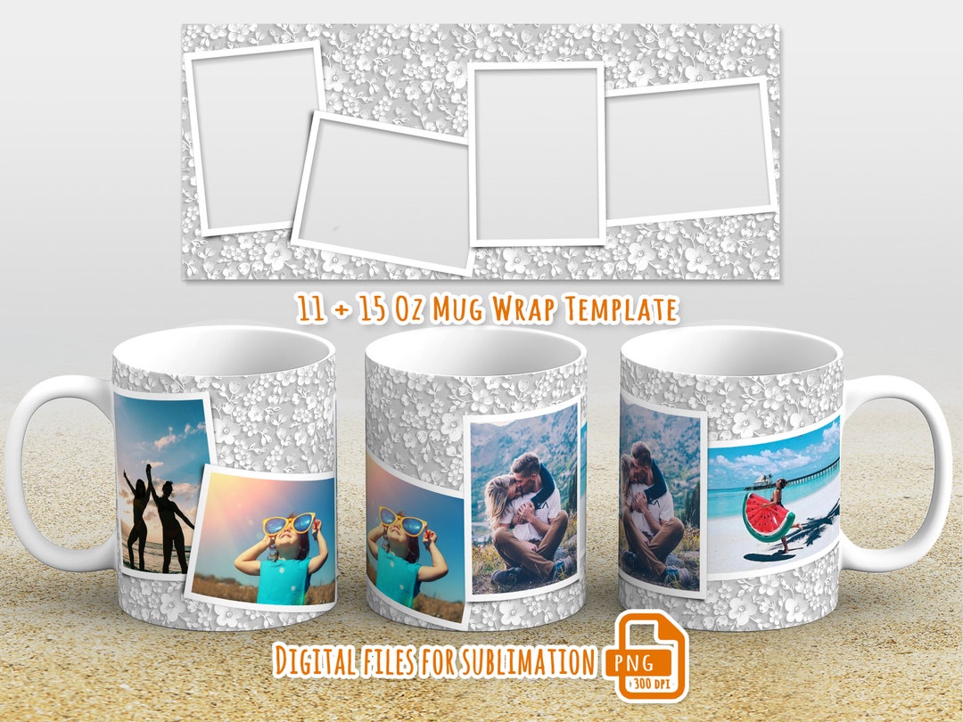 Photo Mug Wrap Png, Picture Mug Template for Sublimation 11 and 15 Oz ...