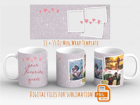 Pink Glitter Photo Mug Collage Template Photo Mug Wrap Png - Etsy