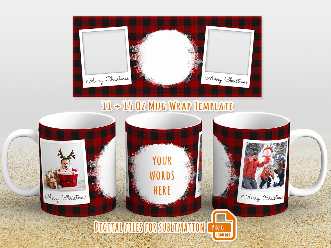 Christmas Mug Png, 11oz and 15oz Mug Png, Christmas Photo Mug Template ...