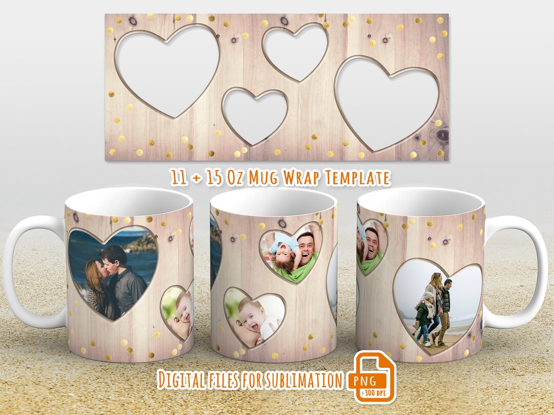 Photo Mug Wrap Png, Picture Mug Template for Sublimation 11 and 15 Oz ...