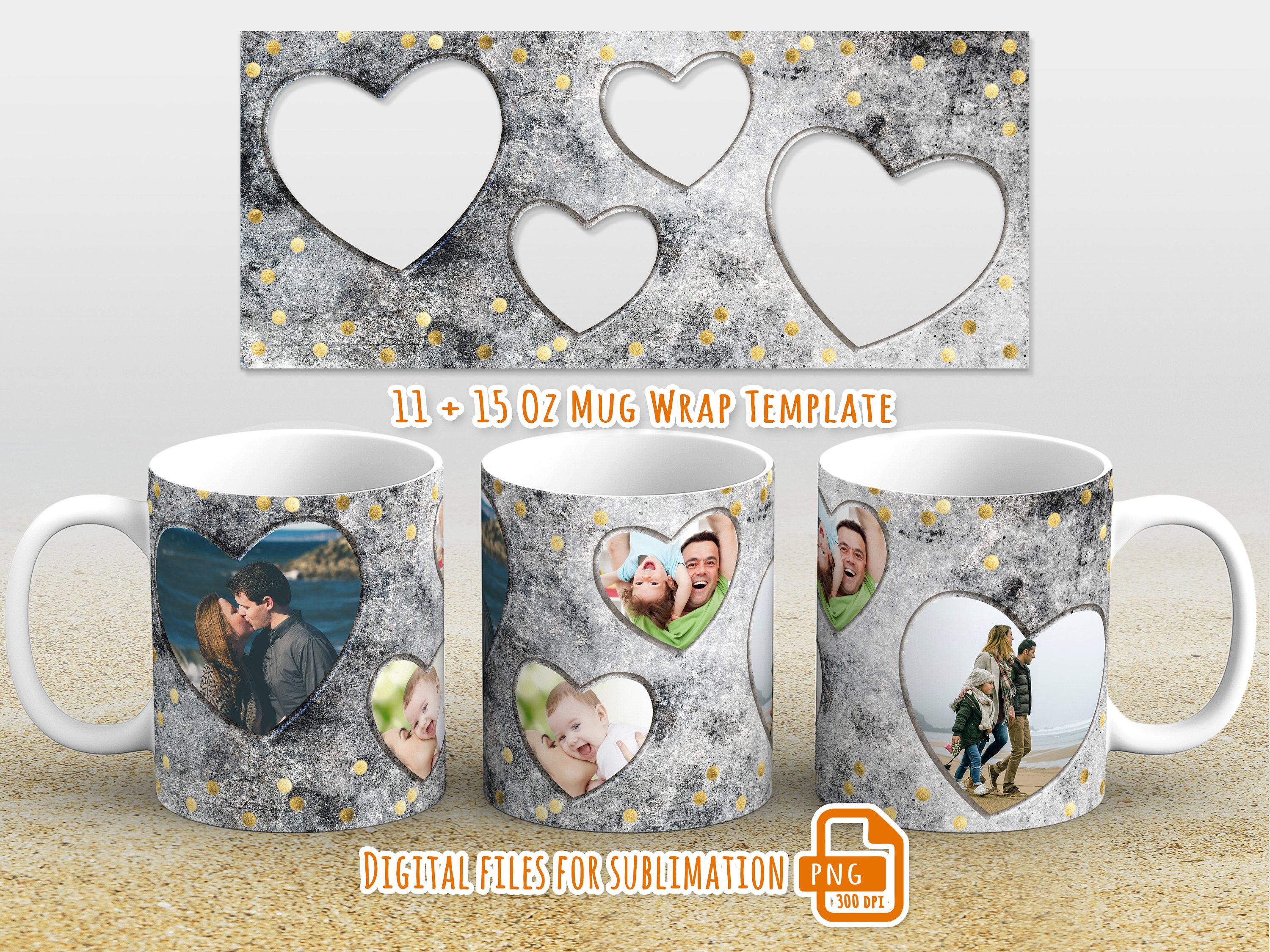 Photo Mug Wrap Png, Picture Mug Template for Sublimation 11 and 15 Oz ...