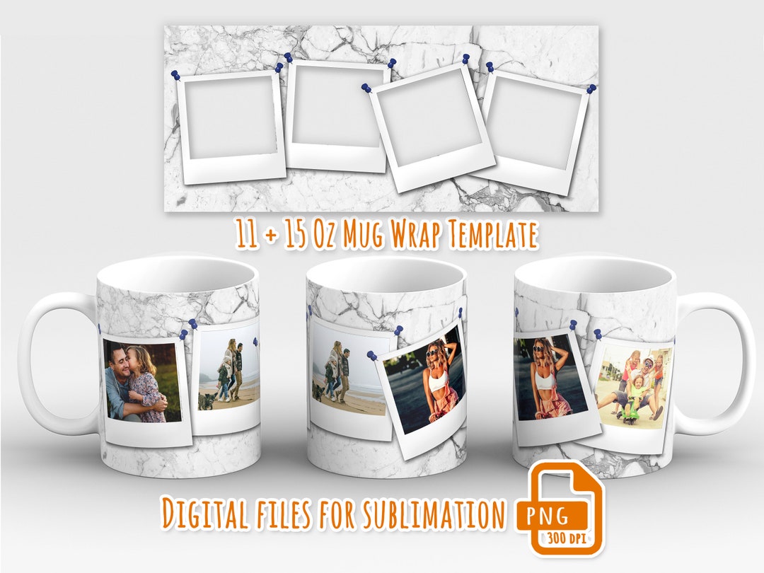 Photo Frame Png Wrap, Photo Mug Wrap Png, Picture Mug Template for ...