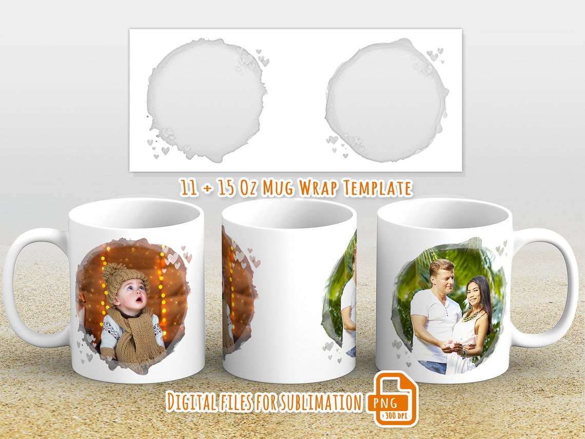 Photo Mug Wrap Png, Picture Mug Template for Sublimation 11 and 15 Oz ...