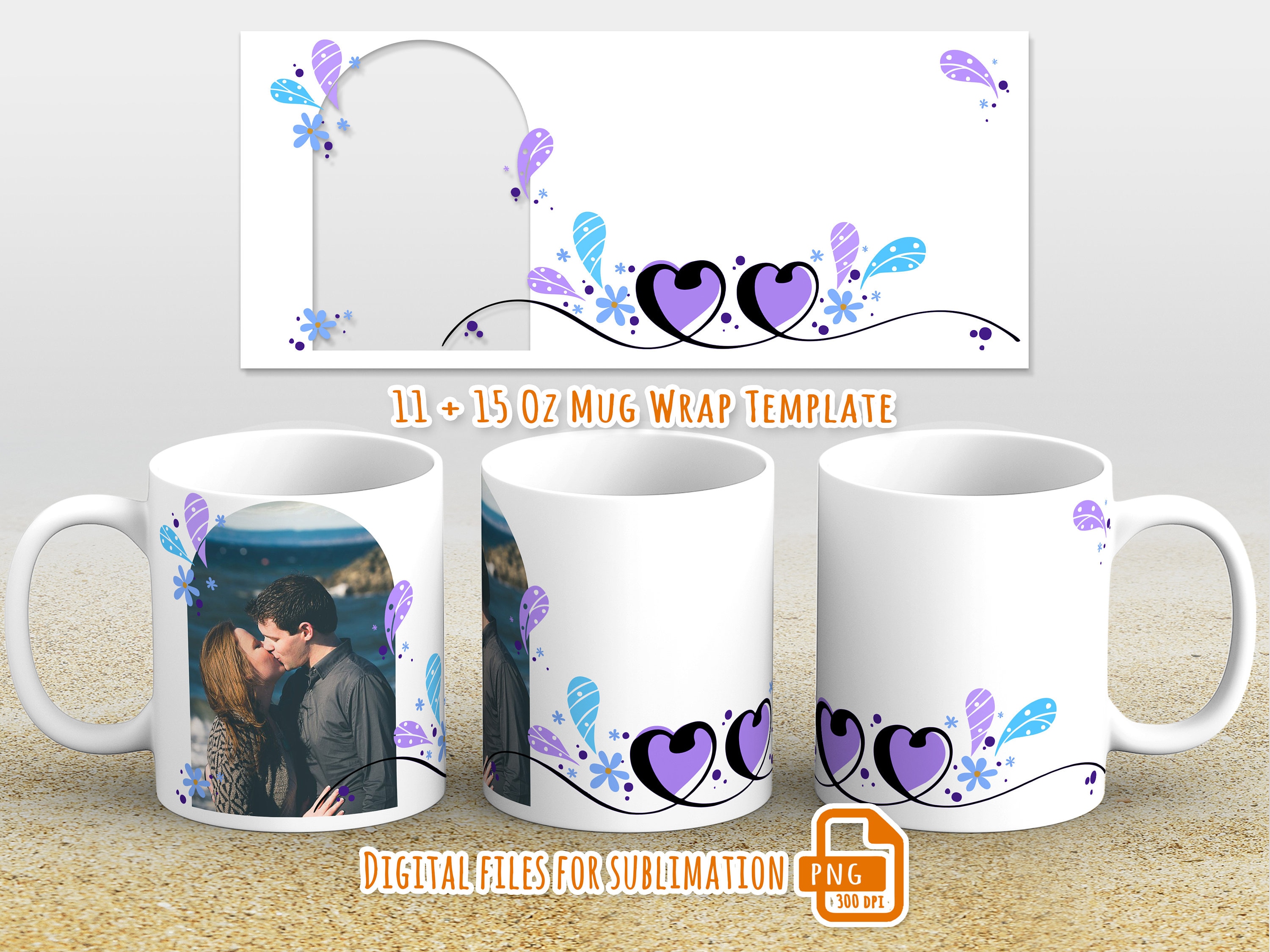 Photo Mug Wrap Png, Picture Mug Template for Sublimation 11 and 15 Oz ...