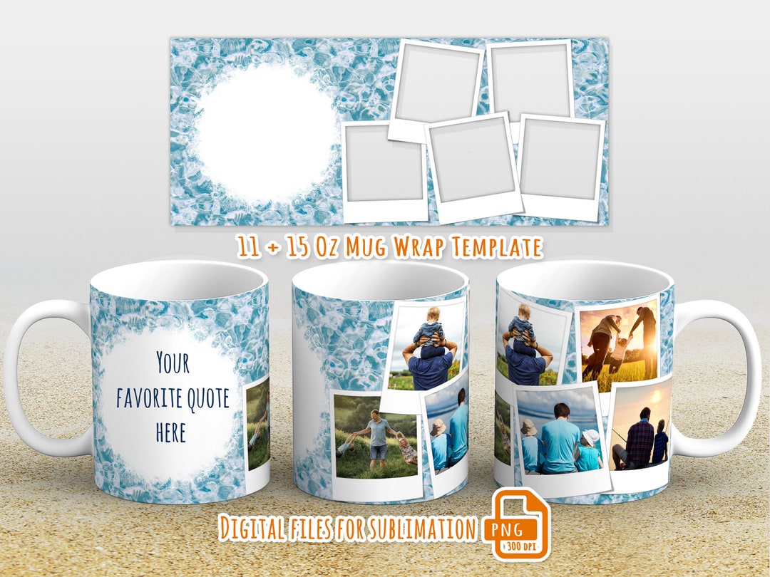 Photo Mug Wrap Png, Picture Mug Template for Sublimation 11 and 15 Oz, 5 Photo Frame Mug - Etsy