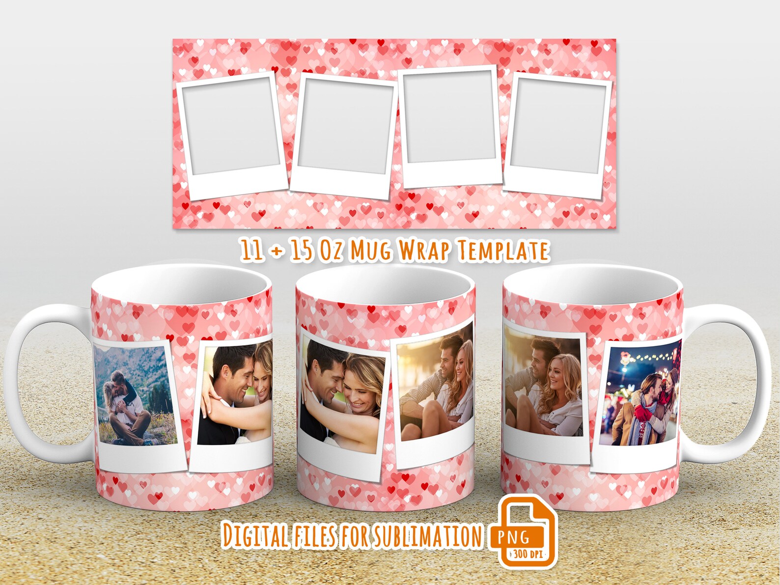Photo Mug Wrap Png, Picture Mug Template for Sublimation 11 and 15 Oz ...