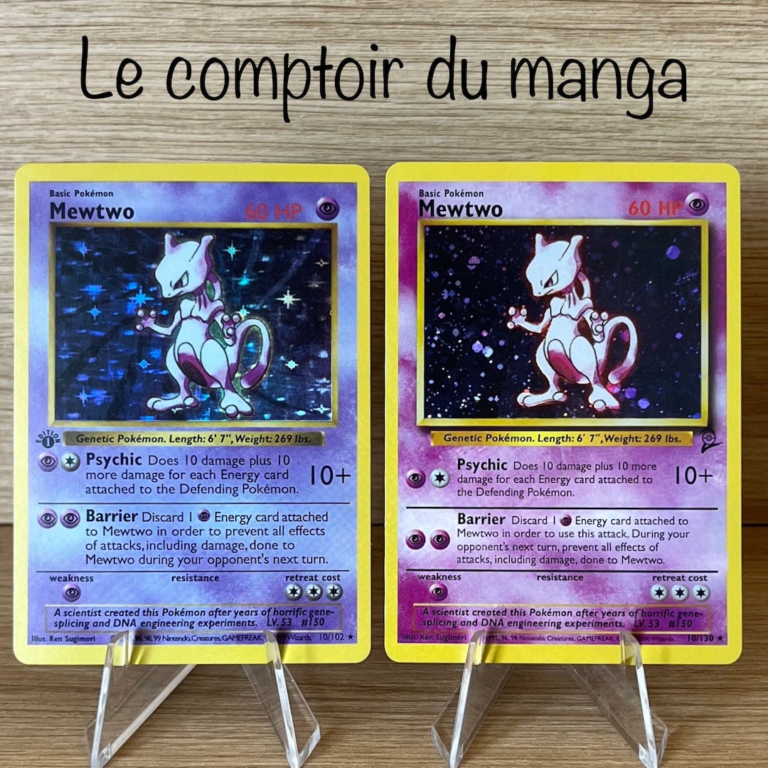 Mewtwo Base Set 1 and 2 First Edition English Version Holographic Proxy ...