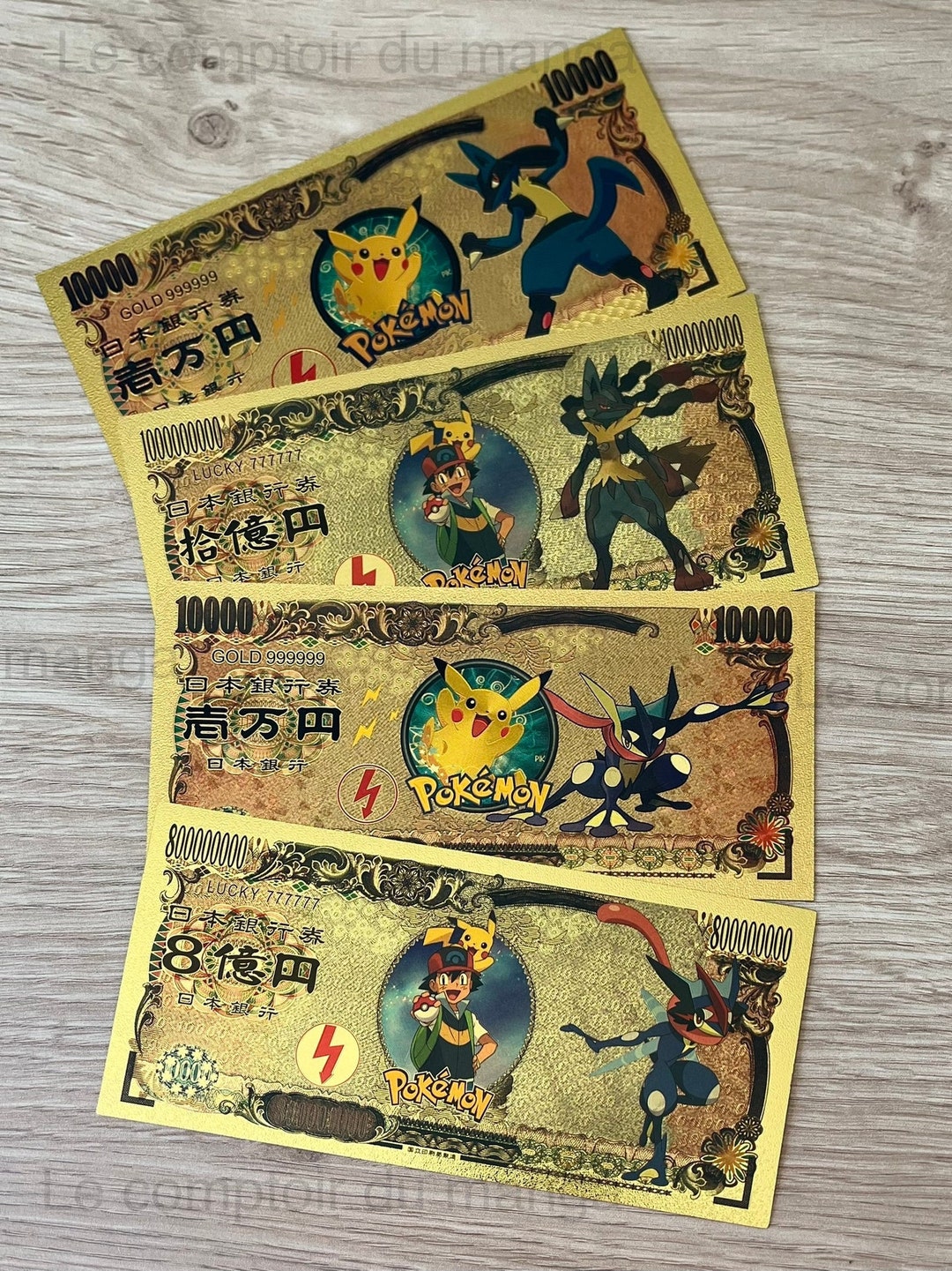 Pokemon Set of 2 Banknotes Ash Amphinobi/mega Lucario Collectible ...