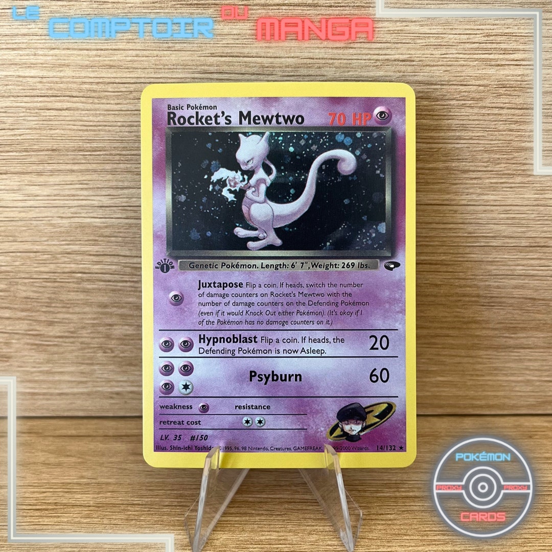 Rocket's Mewtwo 14/132 Gym Challenge - English Version - Holographic ...