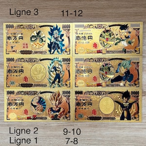 DBZ - Collectible Banknotes - Nippon Ginkon - 33 Characters - 24K Gold ...