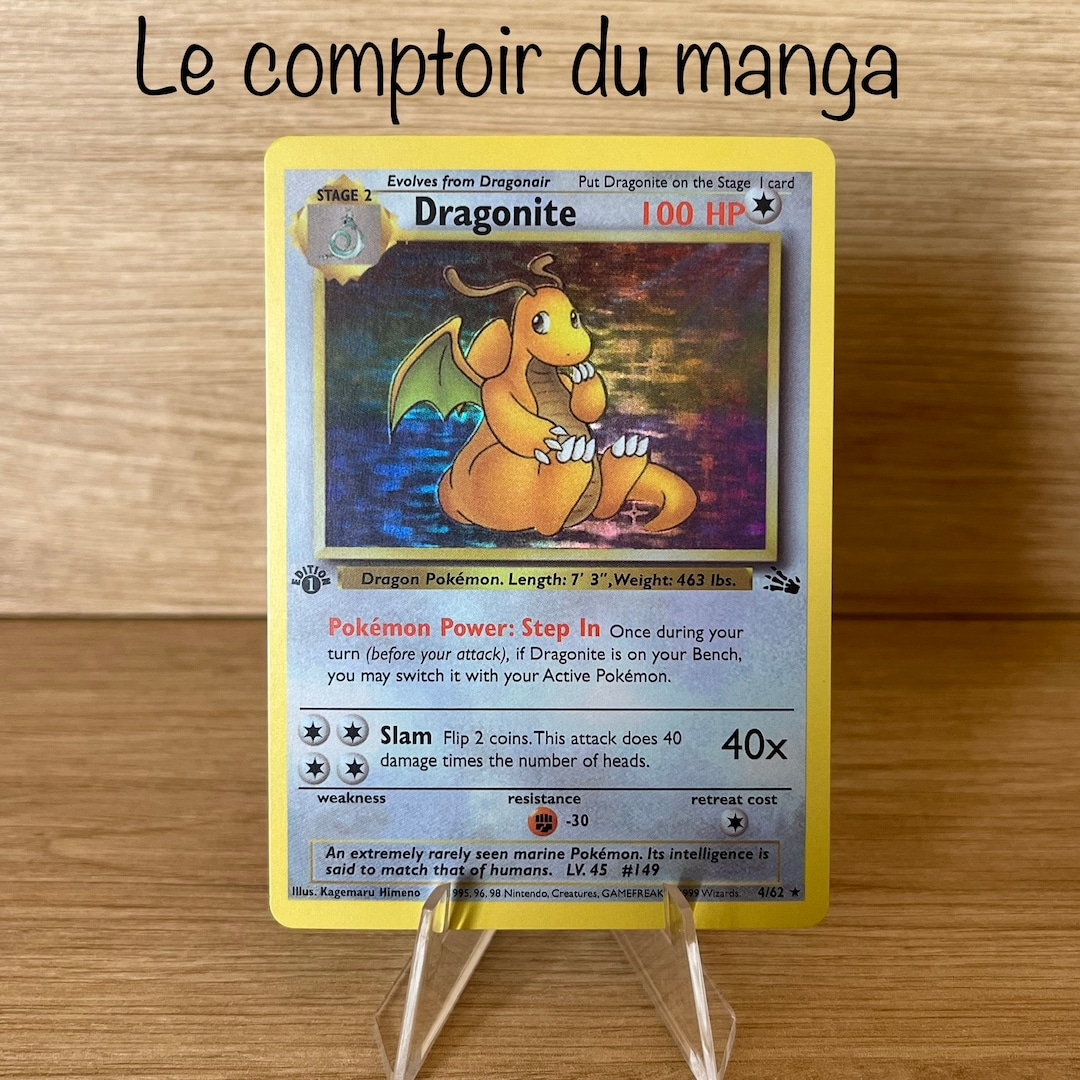 Dragonite 4/62 Fossil - English Version - Shadowless Holographic ...