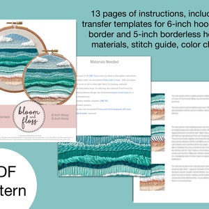 Abstract Tropical Seascape Hand Embroidery Pattern - PDF Instant ...