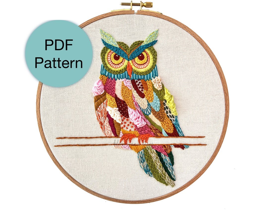 Colorful Owl Hand Embroidery Pattern - PDF Instant Download for ...