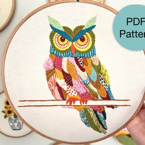 Colorful Owl Hand Embroidery Pattern - PDF Instant Download for ...