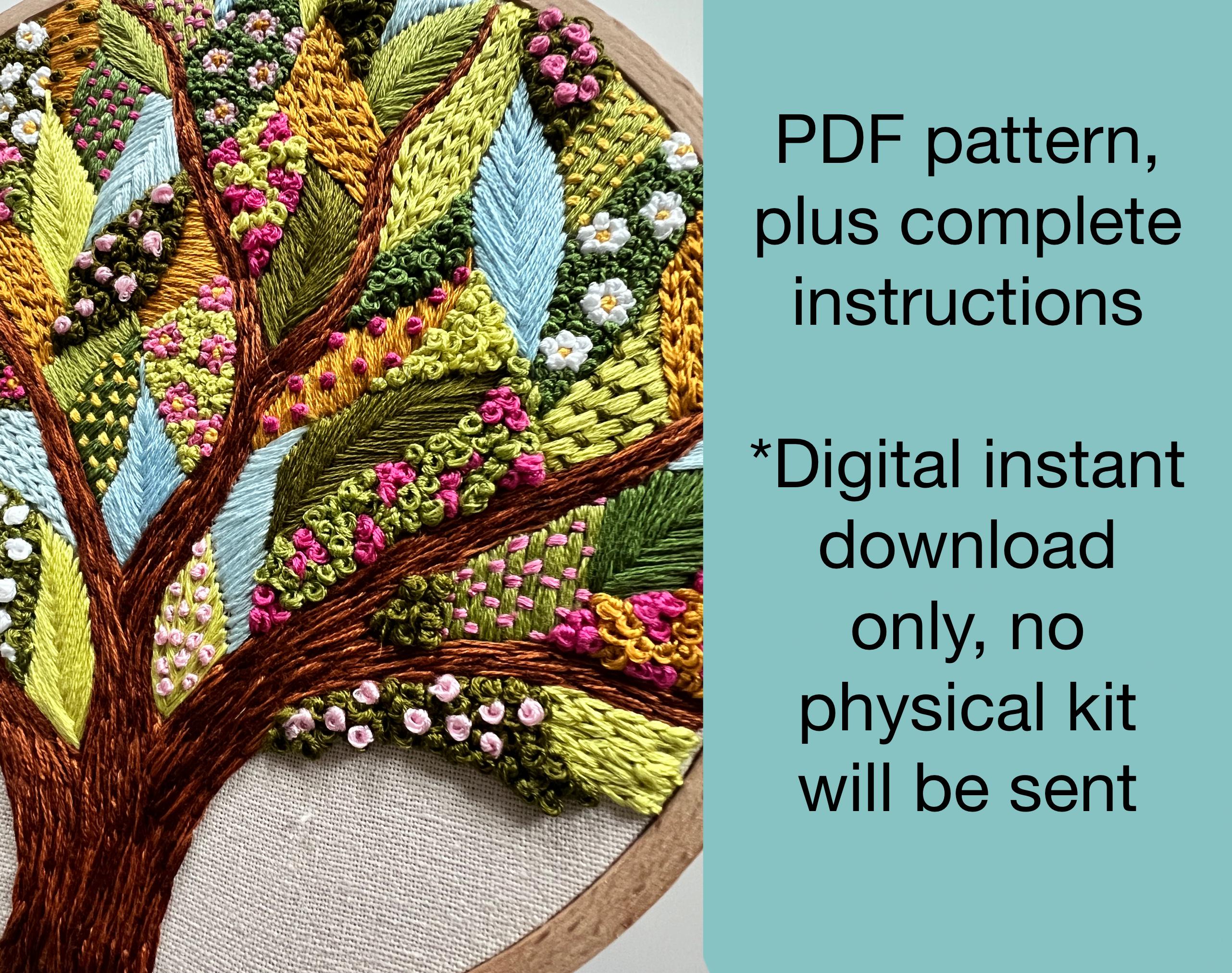 Abstract Tree Hand Embroidery Pattern - PDF Instant Download With Step ...