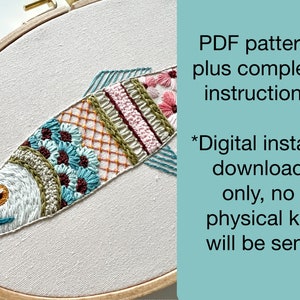 Colorful Floral Fish Hand Embroidery Pattern - PDF Instant Download for ...