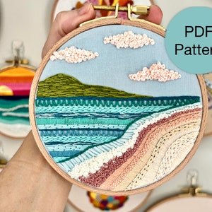 Abstract Tropical Beach Hand Embroidery Pattern - PDF Instant Download ...