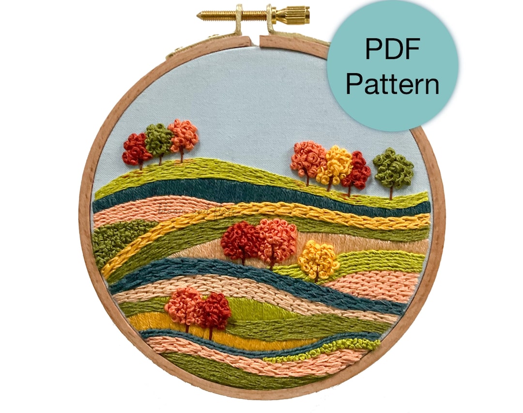 Autumn Landscape Hand Embroidery Pattern - PDF Instant Download for ...