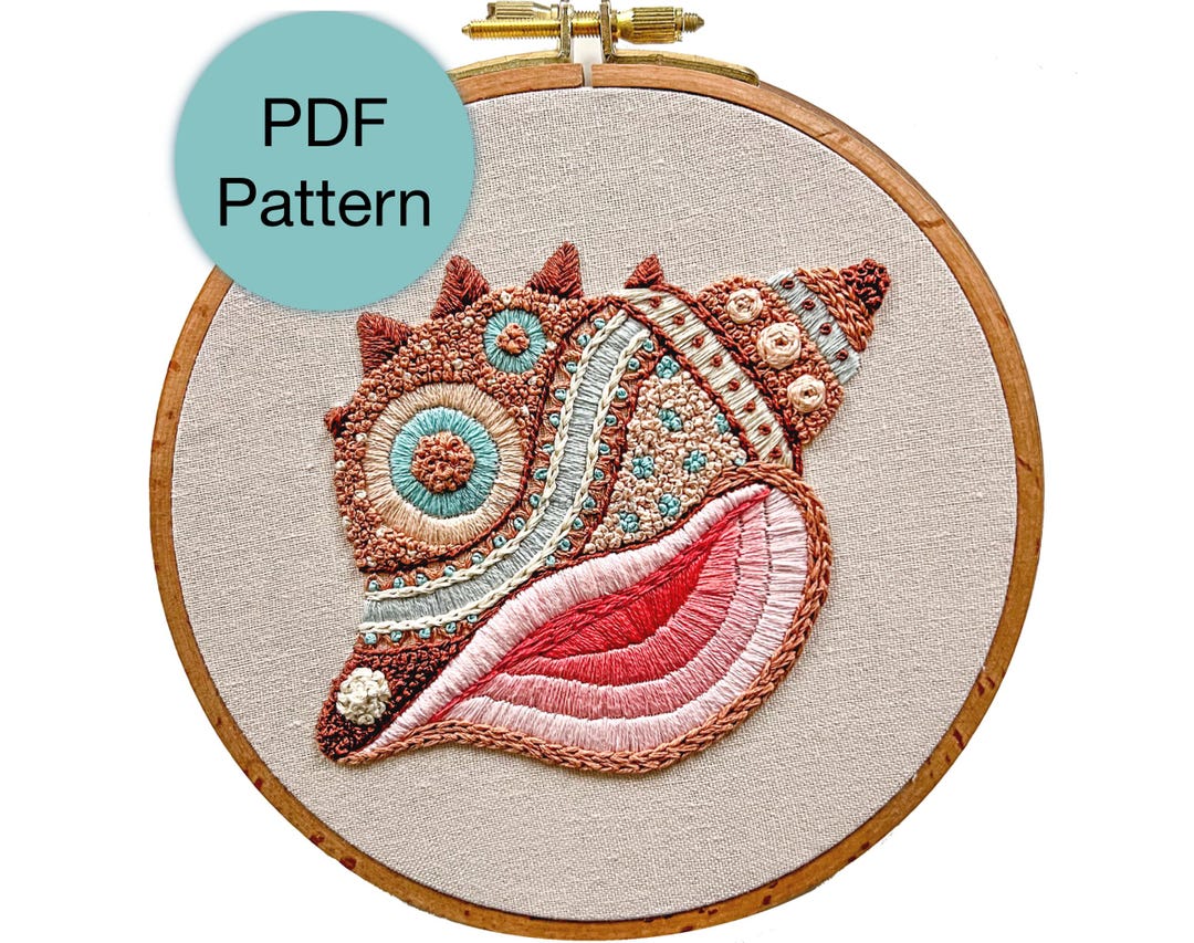 Ornate Conch Shell Embroidery Pattern - PDF Instant Download for ...