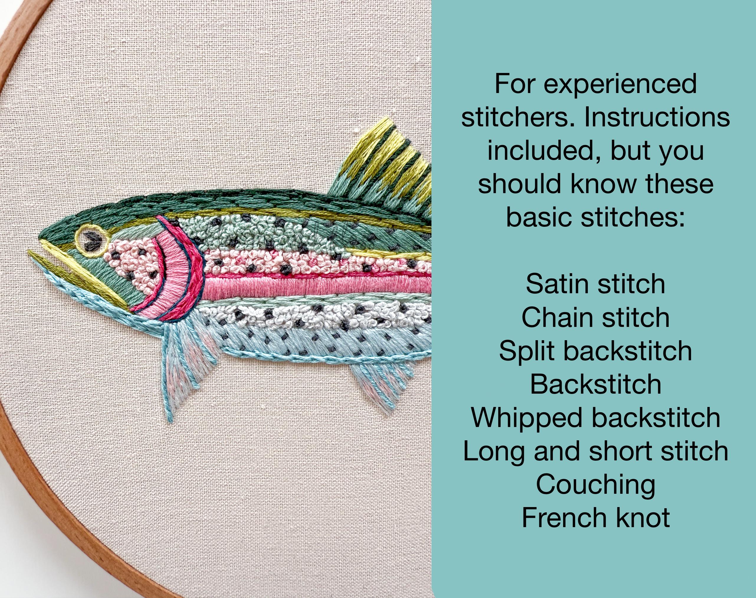 Rainbow Trout Fish Hand Embroidery Pattern - PDF Instant Download for ...