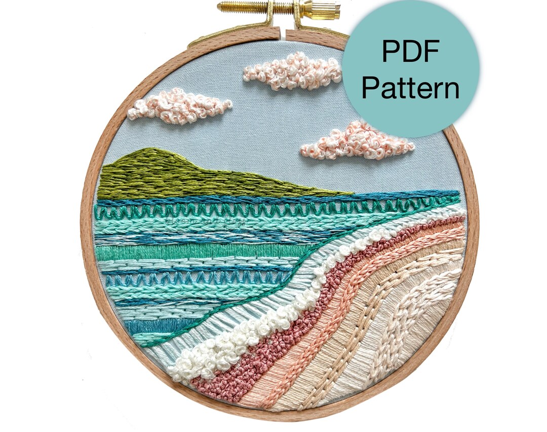 Abstract Tropical Beach Hand Embroidery Pattern - PDF Instant Download ...