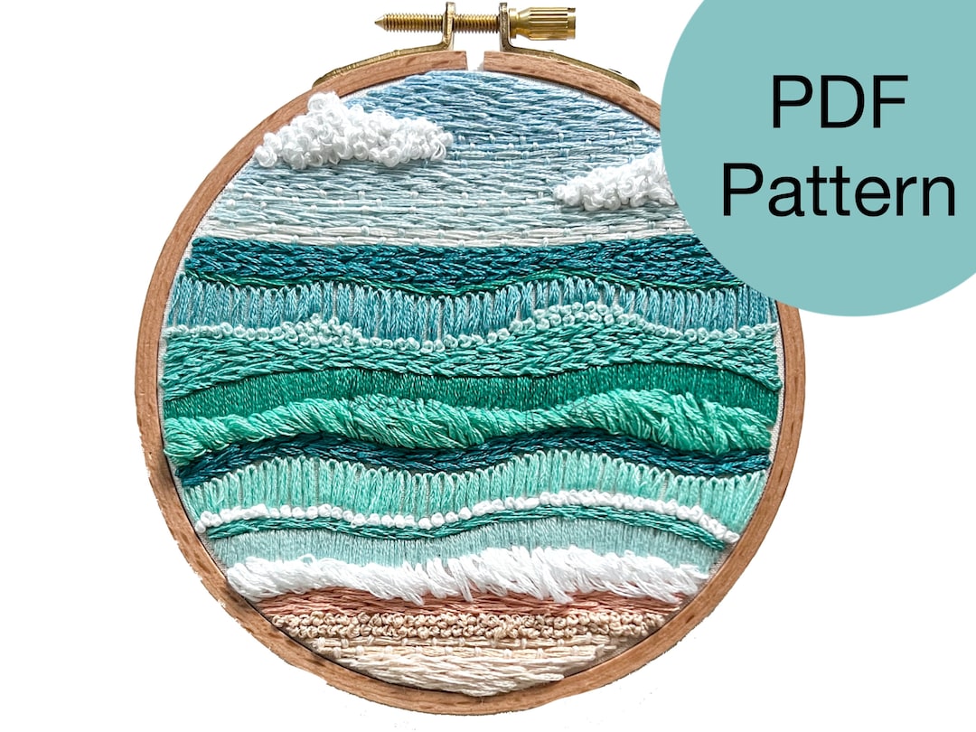 Abstract Tropical Seascape Hand Embroidery Pattern - PDF Instant ...