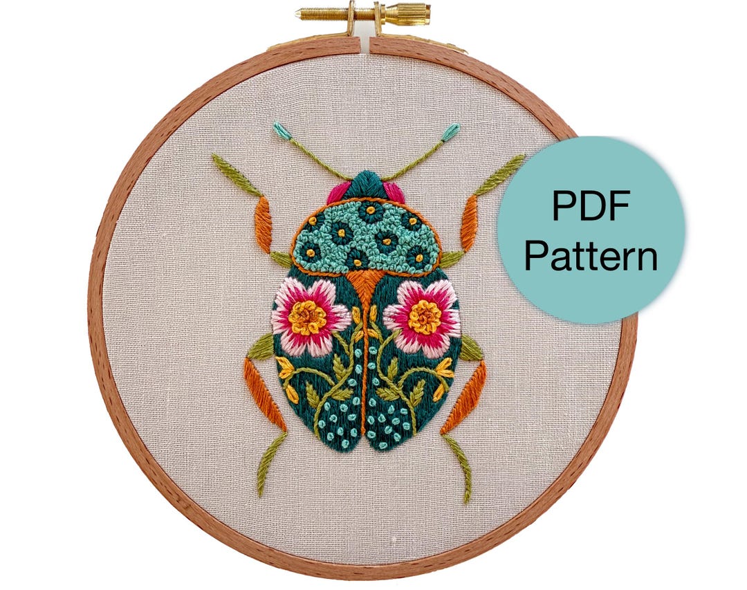 Botanical Beetle Hand Embroidery Pattern - PDF Instant Download for ...