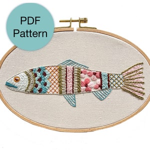 Colorful Floral Fish Hand Embroidery Pattern - PDF Instant Download for ...