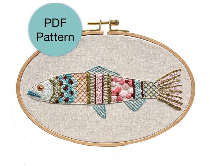 Tin of Sardines Contemporary Modern Hand Embroidery Pattern Pdf File ...