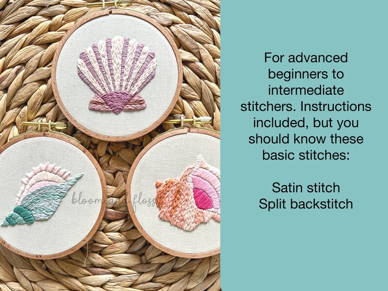 Seashell Trio Hand Embroidery Patterns PDF Instant Download - Etsy