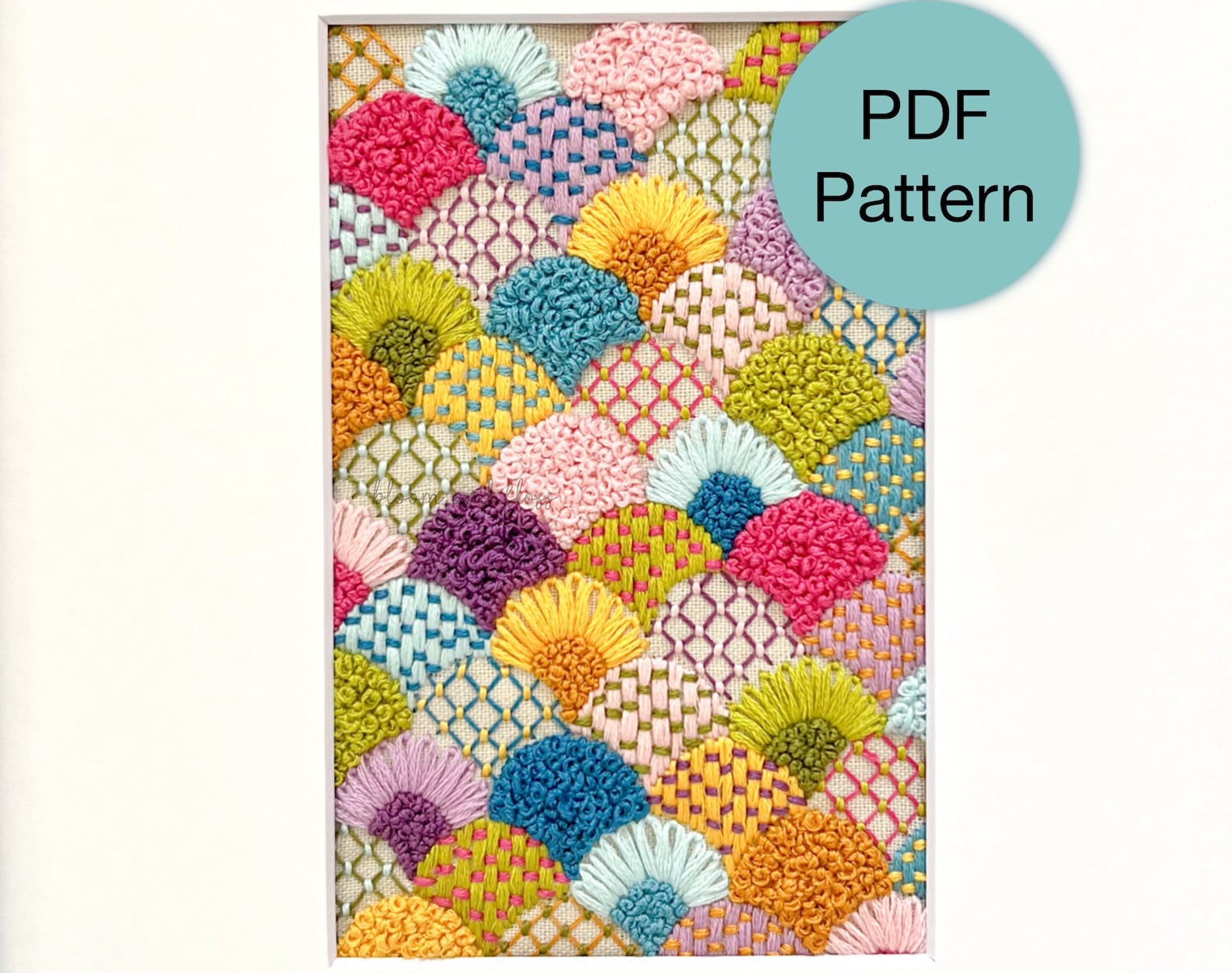 Colorful Scallop Hand Embroidery Pattern for Framing - PDF Instant ...