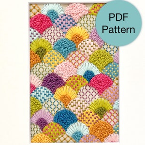 Colorful Scallop Hand Embroidery Pattern for Framing - PDF Instant ...
