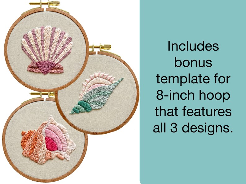 Seashell Trio Hand Embroidery Patterns - PDF Instant Download for ...