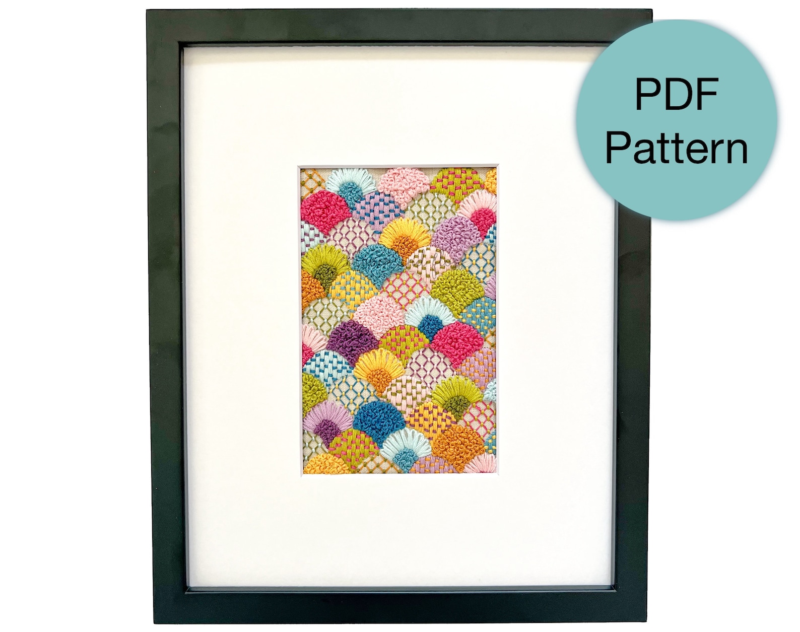 Colorful Scallop Hand Embroidery Pattern for Framing - PDF Instant ...