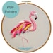 Colorful Textured Flamingo Hand Embroidery Pattern - PDF Instant ...