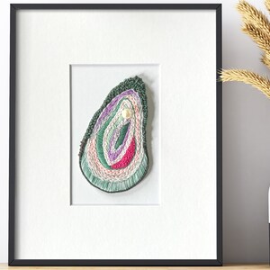 Finished Embroidery Wall Art - Abstract Oyster Shell With Genuine ...