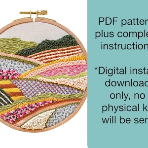 Abstract Fields and Flowers Hand Embroidery Pattern - PDF Instant ...