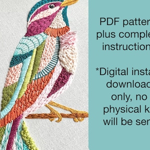 Colorful Bird Hand Embroidery Pattern - PDF Instant Download for ...