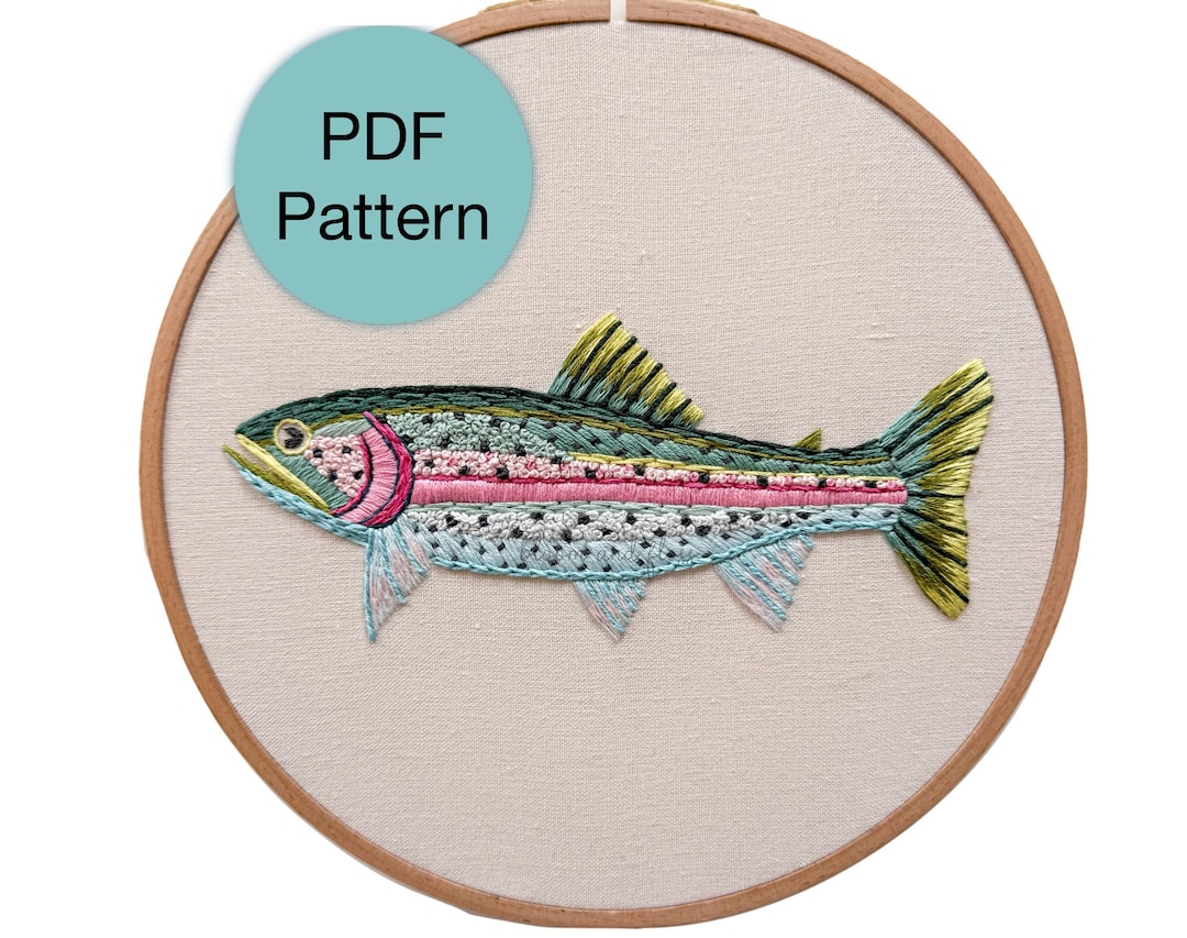 Rainbow Trout Fish Hand Embroidery Pattern - PDF Instant Download for ...