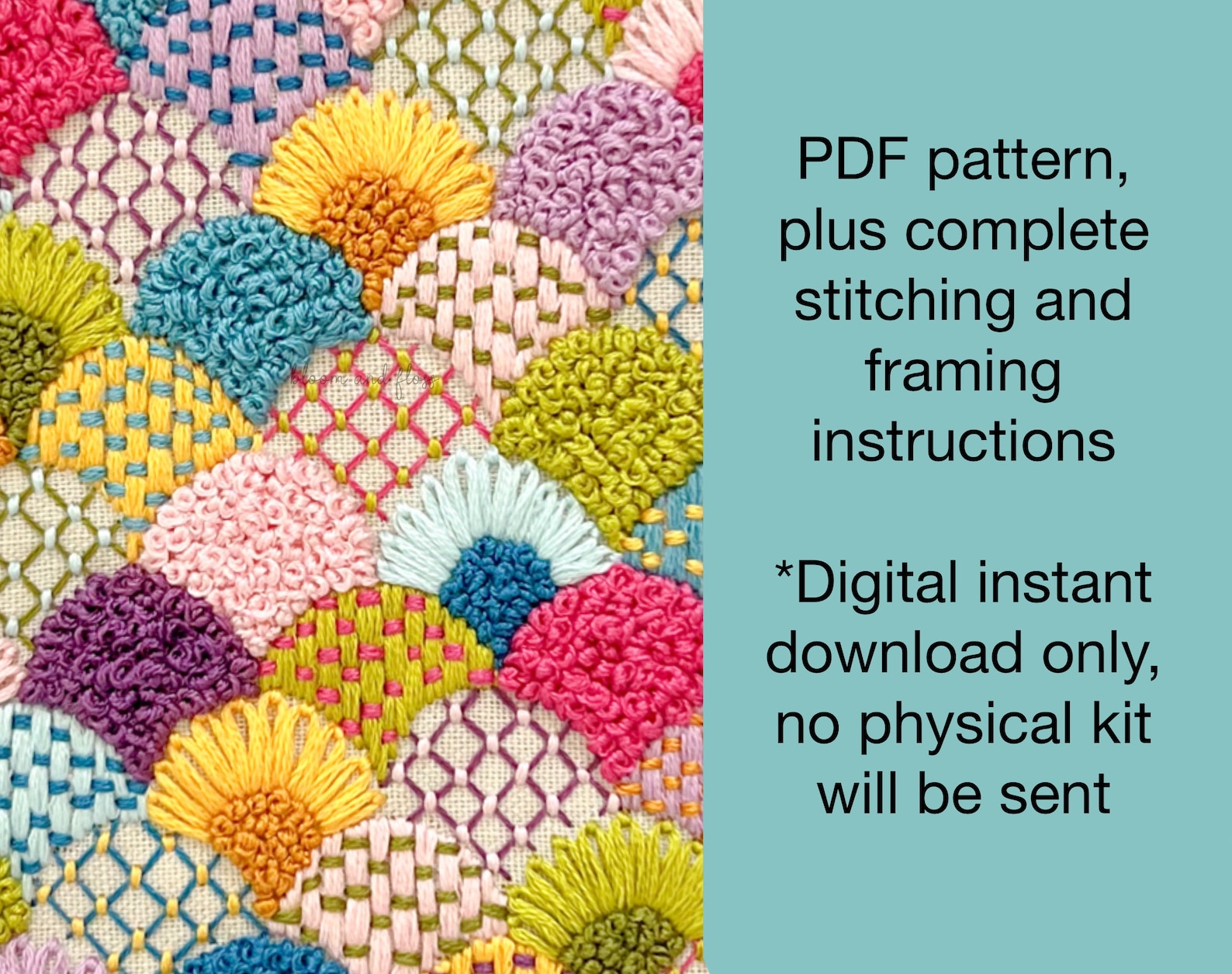 Colorful Scallop Hand Embroidery Pattern for Framing - PDF Instant ...