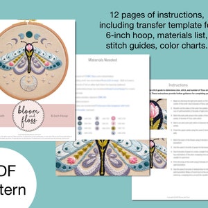 Moon Moth Folk Hand Embroidery Pattern - PDF Instant Download for ...