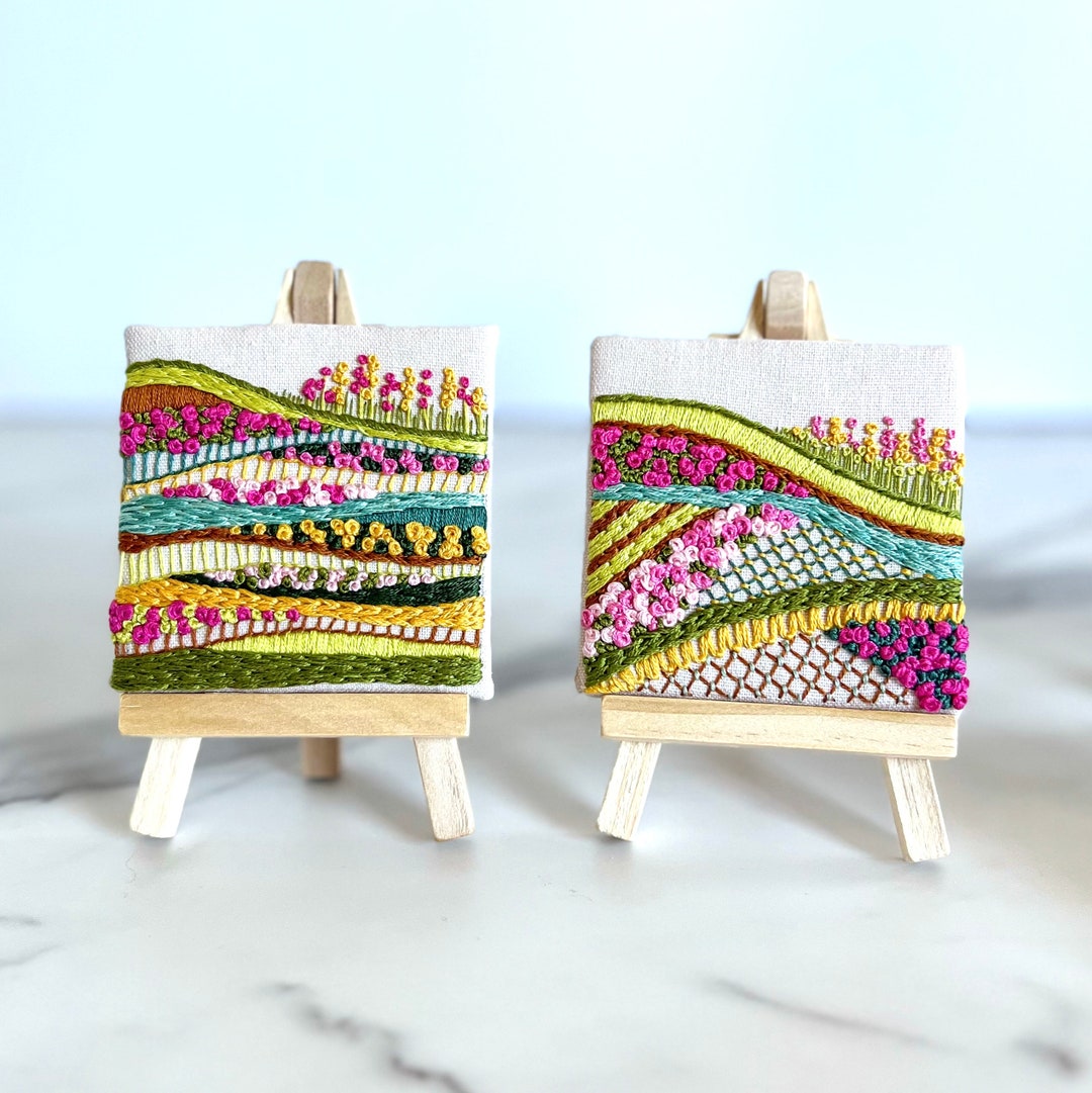 Hand Embroidered Mini Art - Abstract Landscape Embroidery With Mini ...
