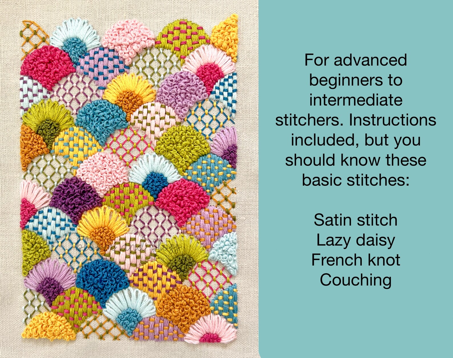 Colorful Scallop Hand Embroidery Pattern for Framing - PDF Instant ...