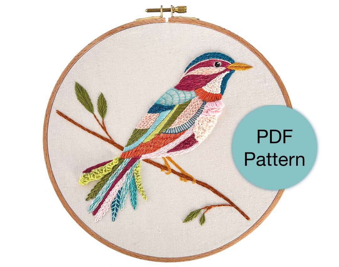 Colorful Bird Hand Embroidery Pattern - PDF Instant Download for ...
