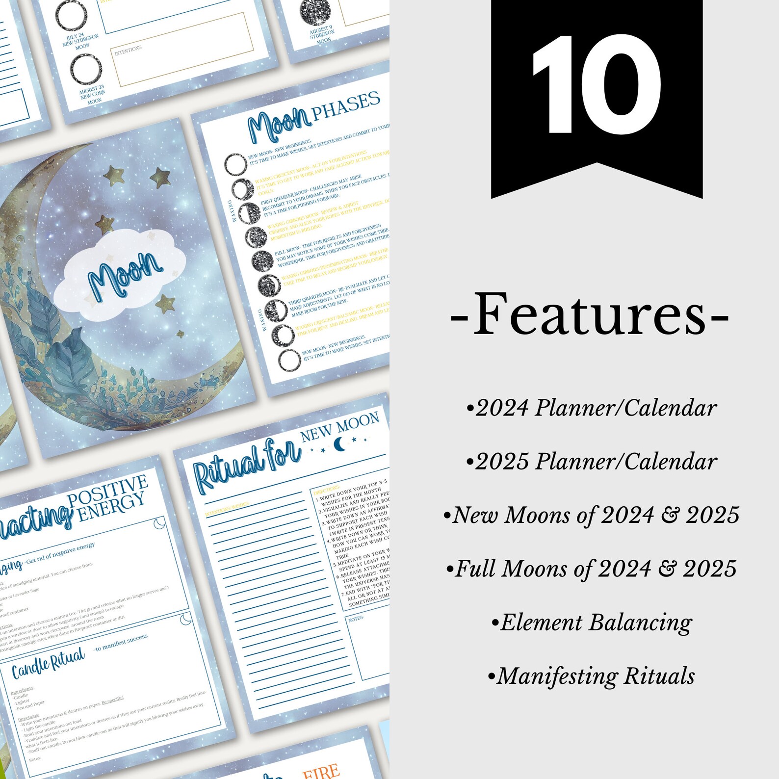 Celestial Planner 2024/2025, Moon Calendar, Daily Organizer, Weekly Organizer, Yearly Planner ...