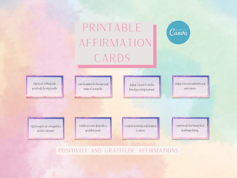 Printable Affirmation Cards, Positivity and Gratitude Affirmations ...
