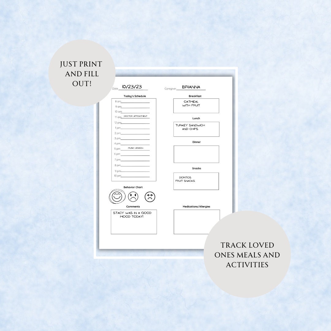 Caregiver Communication Printable Bundle - Etsy