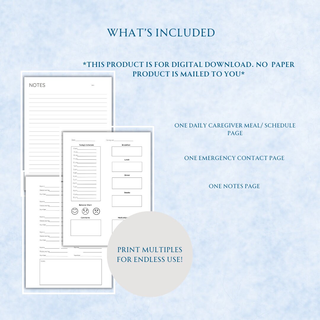 Caregiver Communication Printable Bundle - Etsy