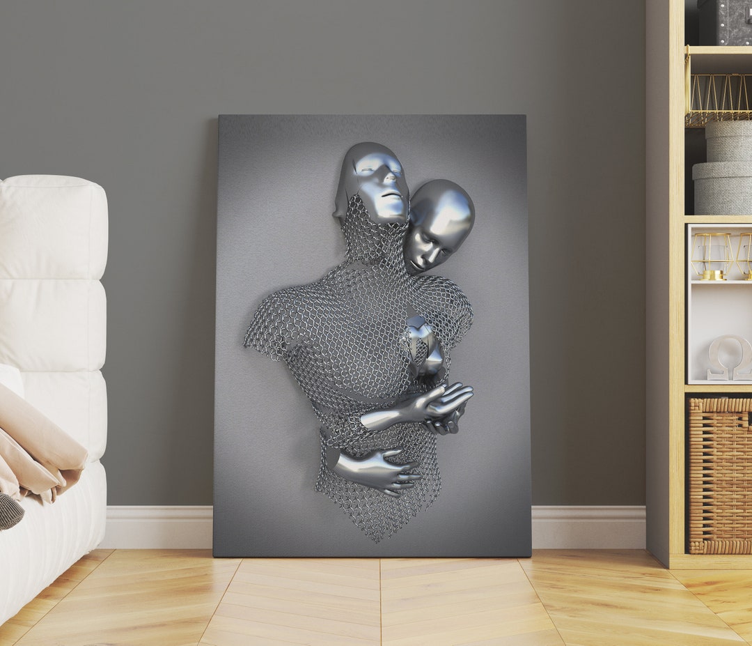 3D Metal Figure Statue Art Canvas Pictures and Prints Modern - Etsy